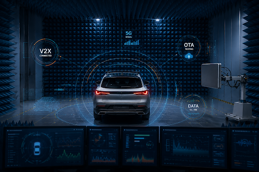 Automotive V2X & 5G Vehicle Testing in OTA Chambers